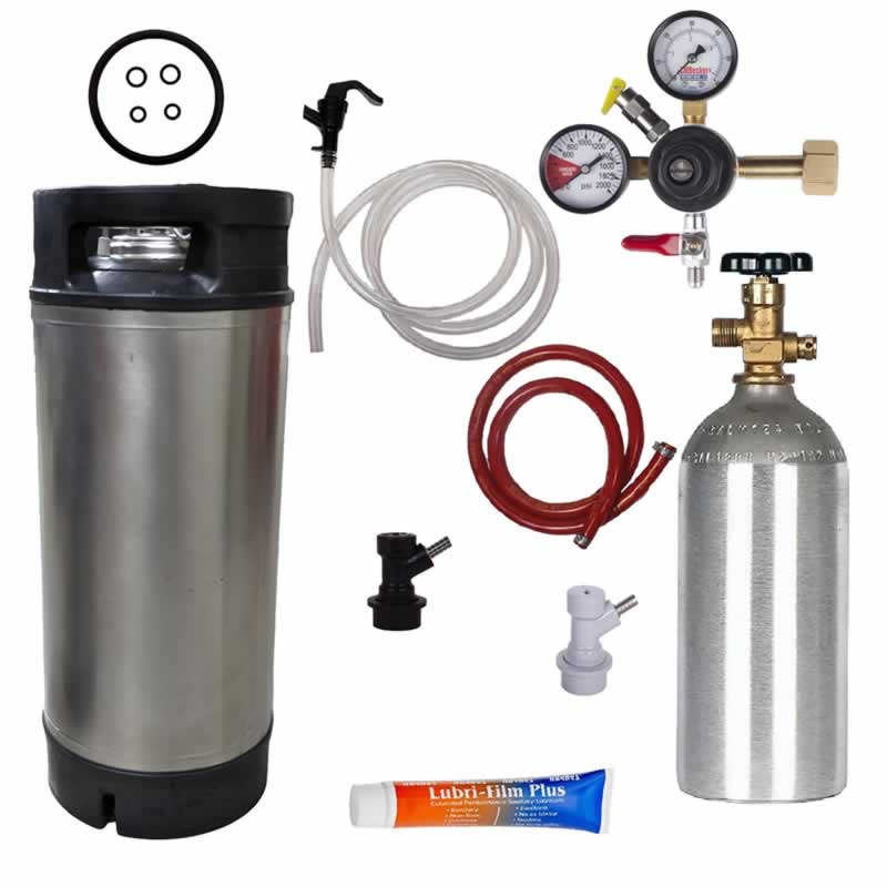 Complete Basic Homebrew Kegging Kit | Includes Premium Keg, 5# CO2 ...